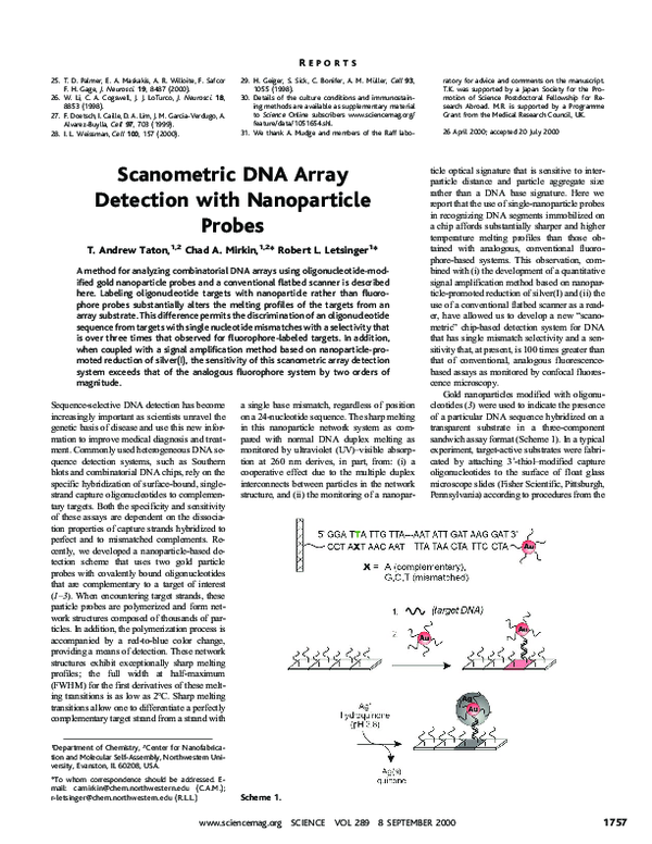 (PDF) Scanometric DNA array detection with nanoparticle probes