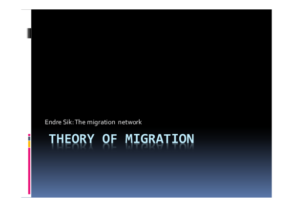 (PDF) Endre Sik - Theory of Migration - The Migration Network