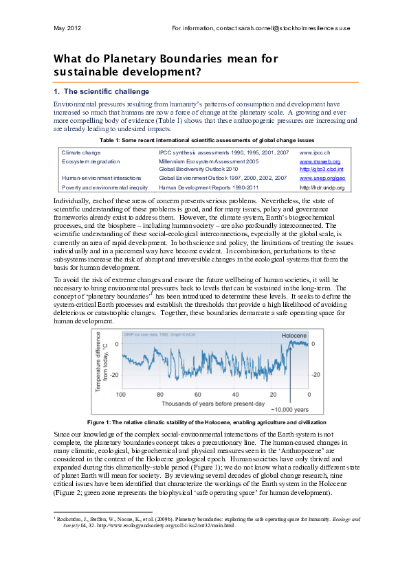 (PDF) What do planetary boundaries mean for sustainable development?