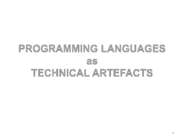 (PDF) PROGRAMMING LANGUAGES AS TECHNICAL ARTEFACTS