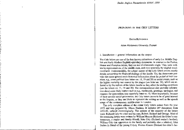 (PDF) Pronouns in the Cely letters