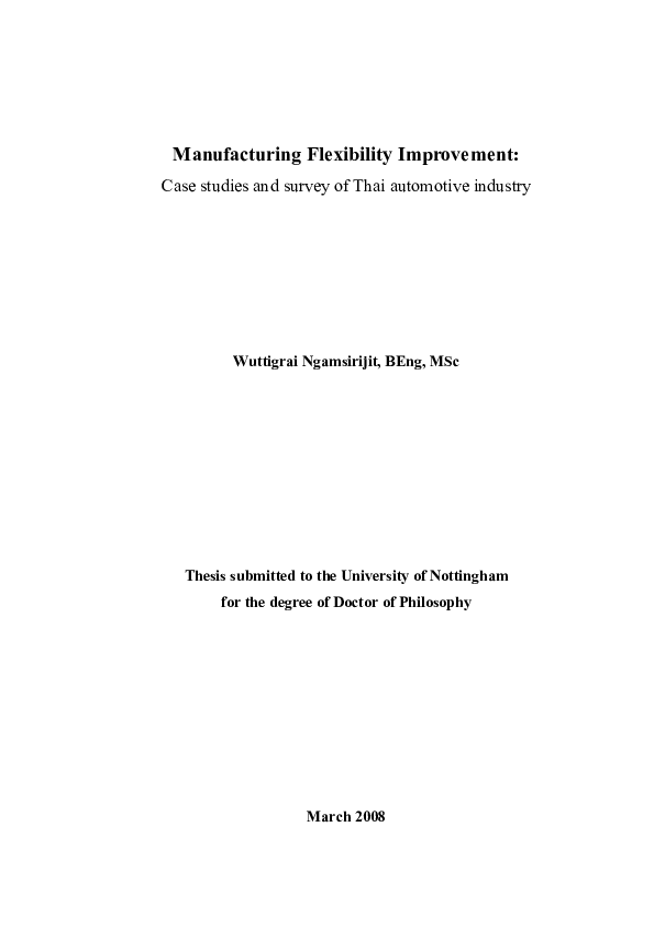 (PDF) Manufacturing flexibility improvement: case studies and survey of ...