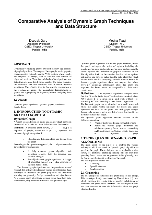 (PDF) Comparative Analysis of Dynamic Graph Techniques and Data Strucutre