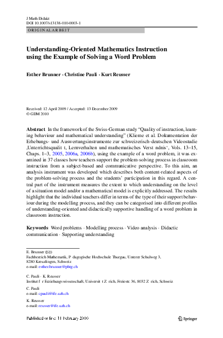(PDF) Understanding-oriented mathematics instruction using the example ...