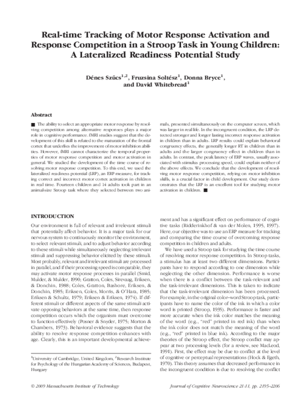 (PDF) Real-time tracking of motor response activation and response ...