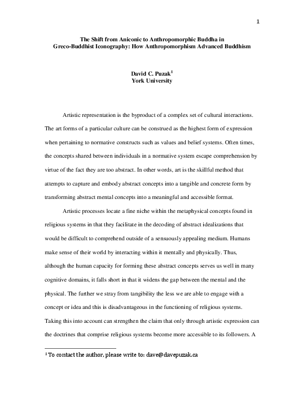 (DOC) The Shift from Aniconic to Anthropomorphic Buddha in Greco ...