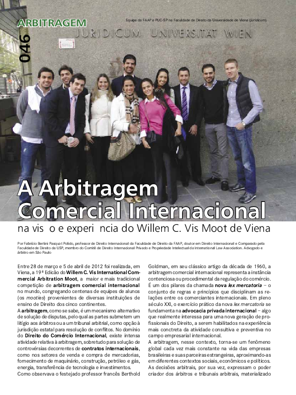 (PDF) A Arbitragem Comercial Internacional na visão e experiência do ...