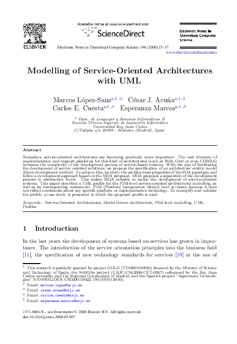 (PDF) Modelling of Service-Oriented Architectures with UML