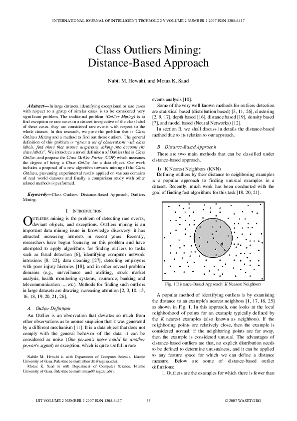 (PDF) Distance-Based Outlier Detection Approach