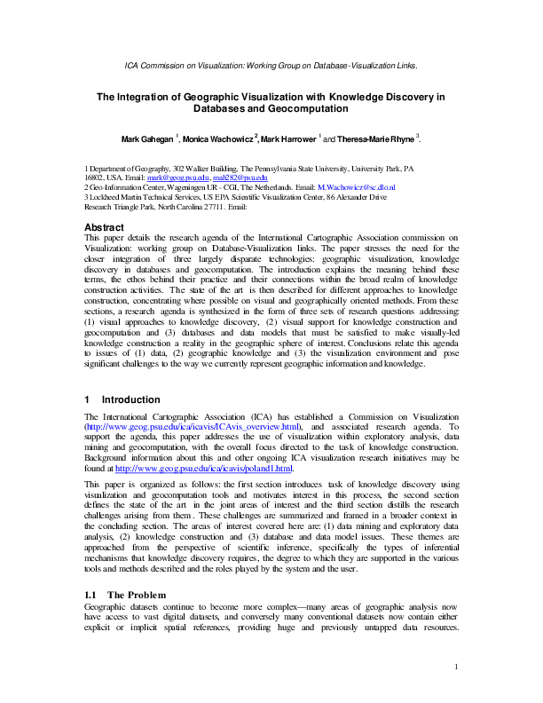 (PDF) The integration of geographic visualization with knowledge discovery in databases and ...