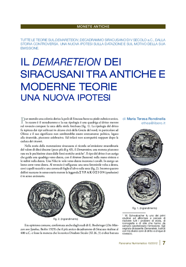(PDF) Il Demareteion dei Siracusani tra antiche e moderne teorie. Una ...