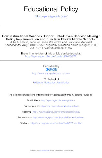(PDF) How instructional coaches support data-driven decision making