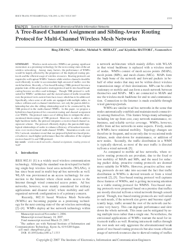 (PDF) A tree-based channel assignment and sibling-aware routing protocol for multi-channel ...