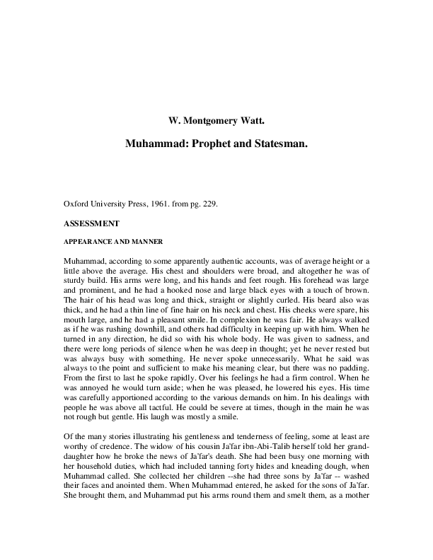 (PDF) Muhammad: prophet and statesman