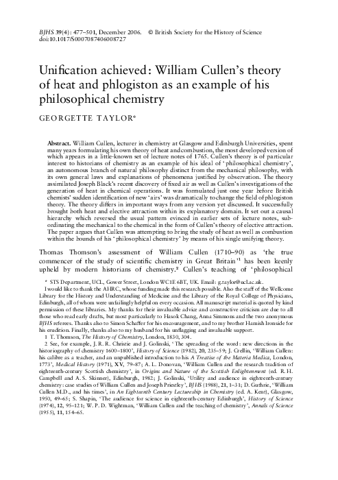 (PDF) Unification achieved: William Cullen's theory of heat and ...