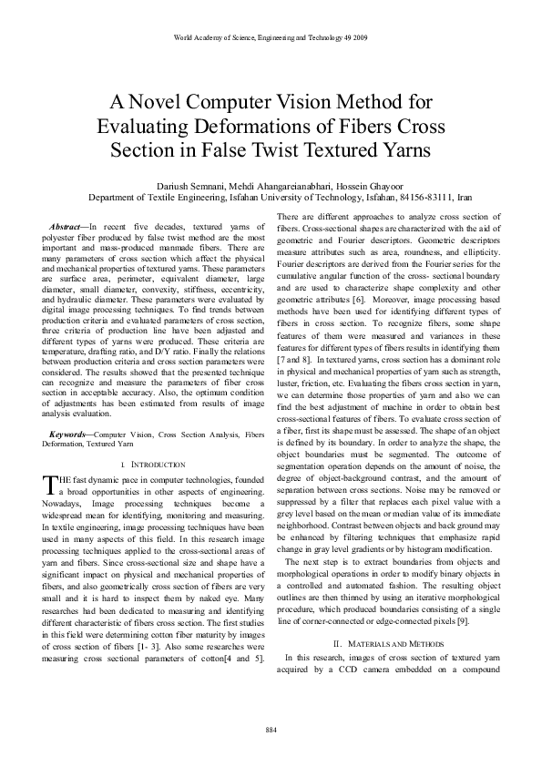 (PDF) Evaluation of false-twist textured yarns by image processing | Fatemeh Mokhtari - Academia.edu
