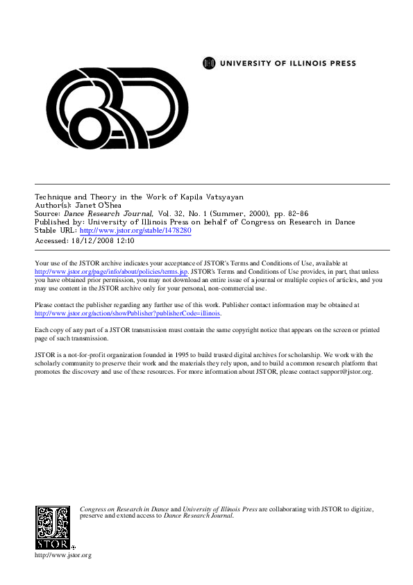 (PDF) Technique and Theory in the Work of Kapila Vatsyayan