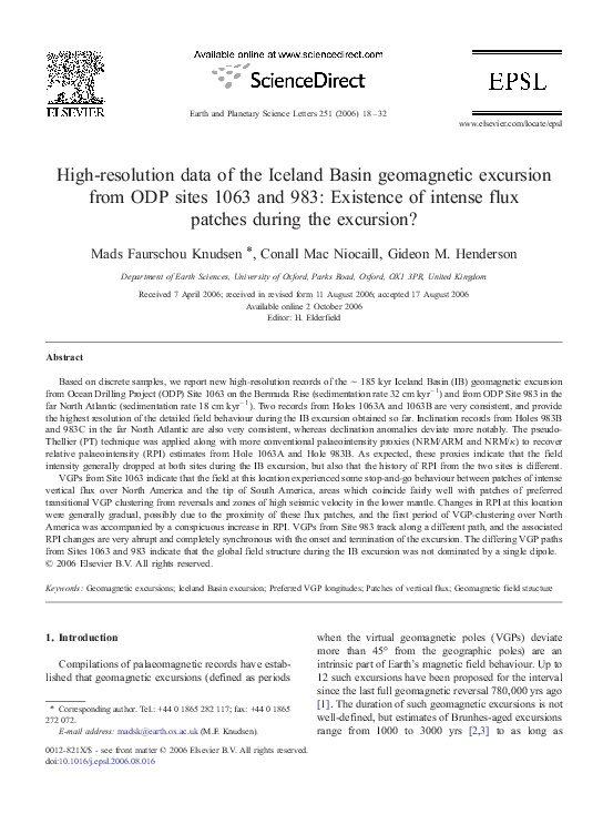 (PDF) A New High-Resolution Record of the Blake Geomagnetic Excursion ...