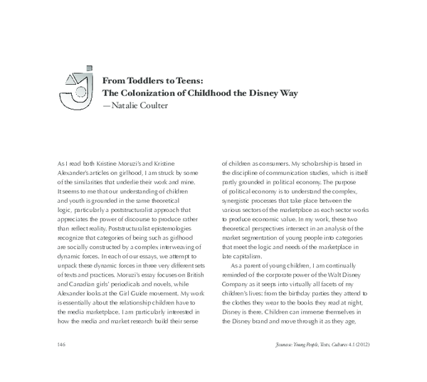 (PDF) From Toddlers to Teens: The Colonization of Childhood the Disney Way