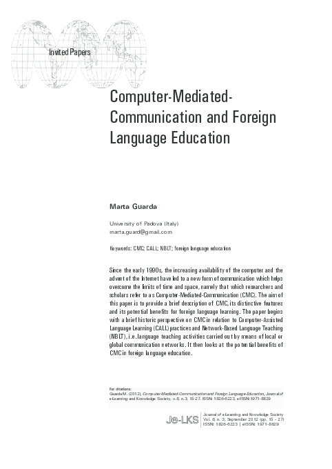 Pdf Computer Mediated Communication And Foreign Language Education