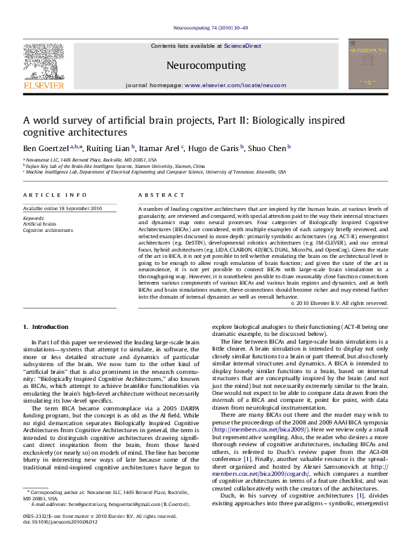 (PDF) worldwide survey of artificial brain project