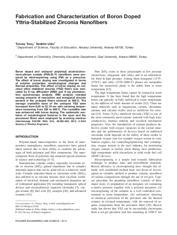 (PDF) Fabrication and Characterization of Boron Doped Yttria ...