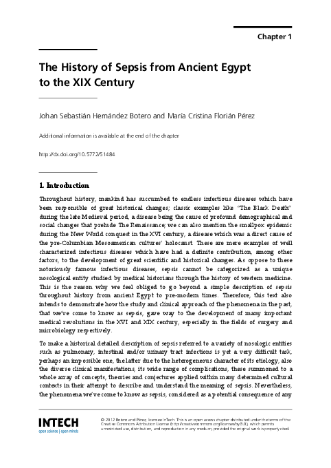 (PDF) The History of Sepsis from Ancient Egypt to the XIX Century