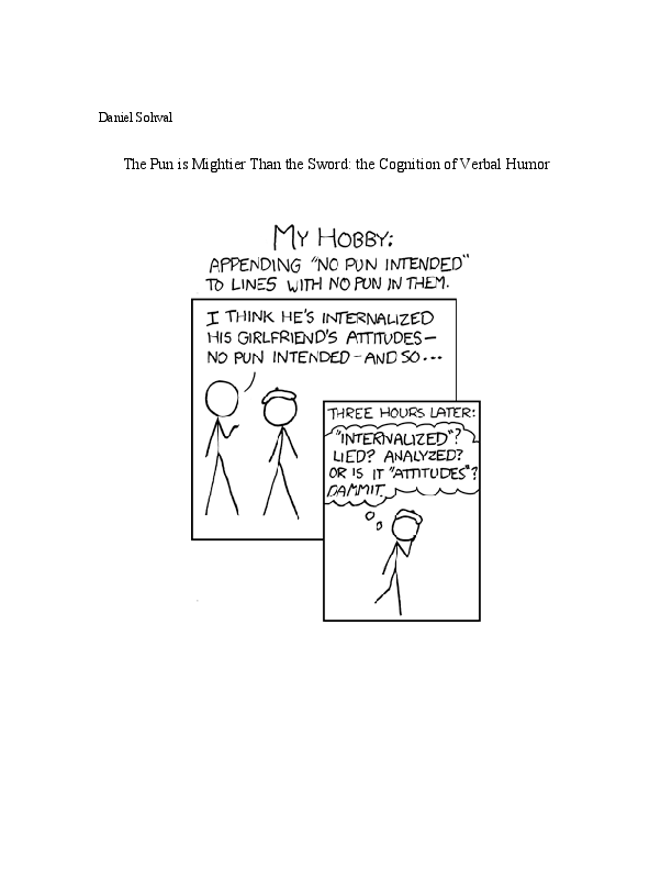 (DOC) The Pun is Mightier than the Sword: the Cognition of Verbal Humor