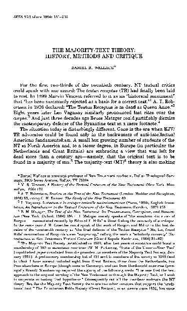 (PDF) The Majority-Text Theory: History, Methods and Critique