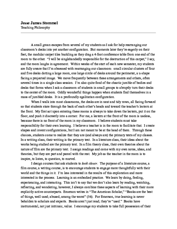 (PDF) Teaching Portfolio: Teaching Philosophy