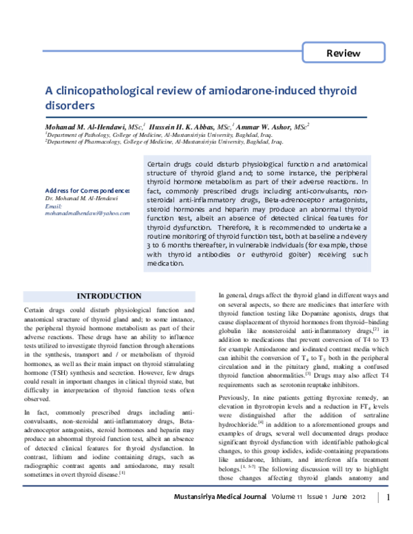 (PDF) A clinicopathological review of amiodarone-induced thyroid disorders