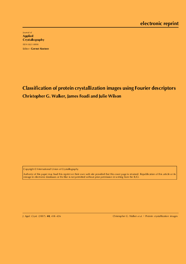 (PDF) Classification of protein crystallization images using Fourier descriptors