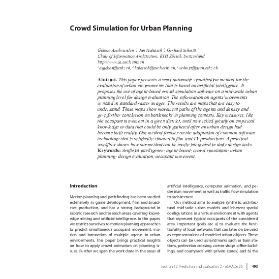 (PDF) CROWD SIMULATION FOR URBAN PLANNING