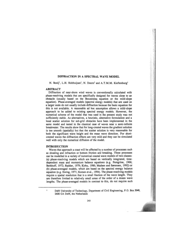 Pdf Diffraction In A Spectral Wave Model