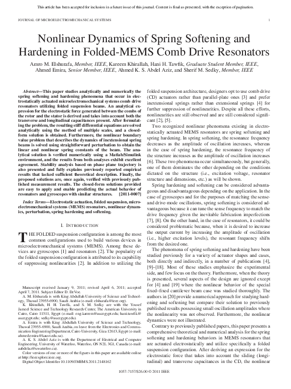 (PDF) Nonlinear dynamics of spring softening and hardening in folded ...