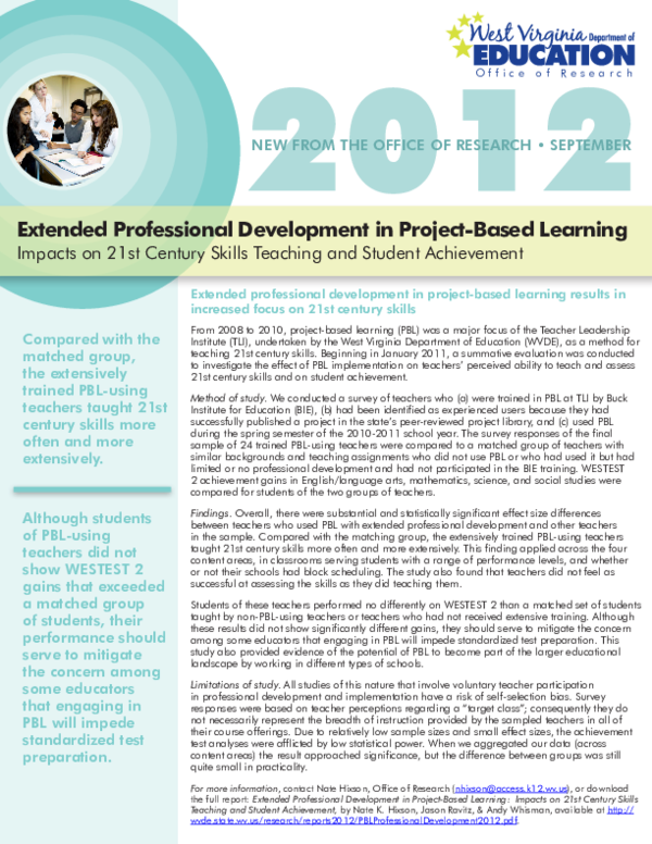 (PDF) Research Brief : Extended professional development in project ...