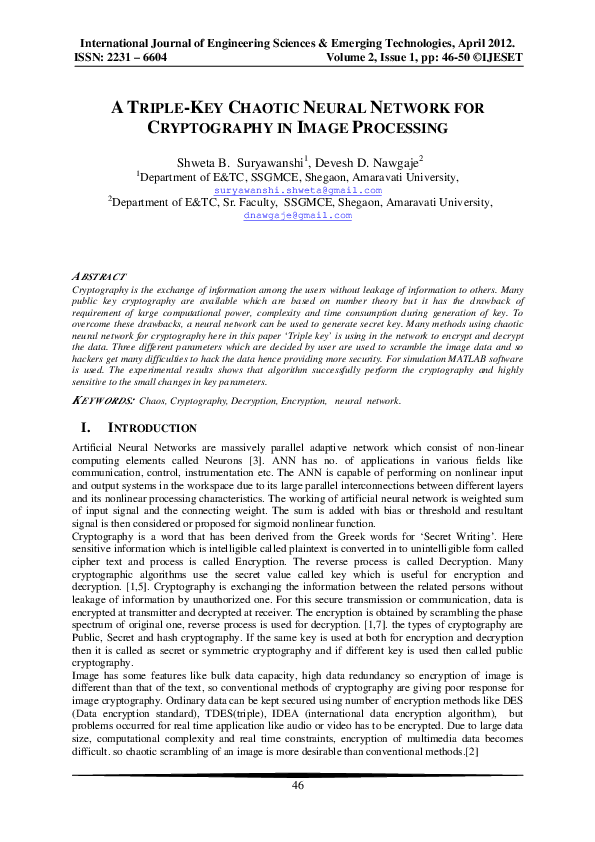 (PDF) ATriple-KEY CHAOTIC NEURAL NETWORK FOR CRYPTOGRAPHY IN IMAGE PROCESSING