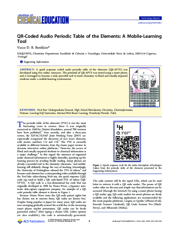 (PDF) QR-Coded Audio Periodic Table of the Elements: A Mobile-Learning Tool