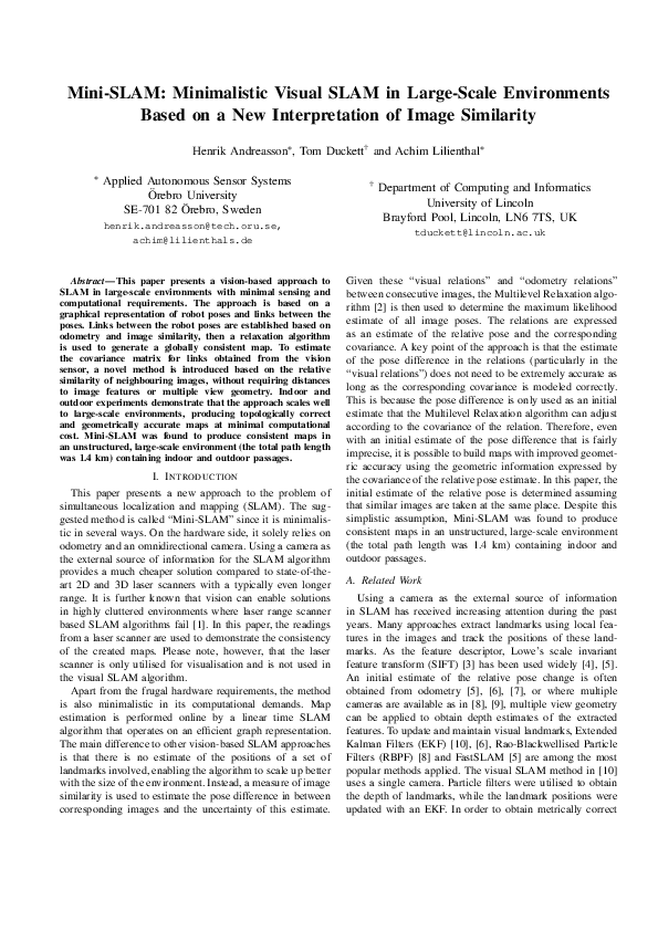 (PDF) Mini-slam: Minimalistic visual slam in large-scale environments ...