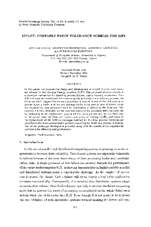 (PDF) A Portable fault tolerance scheme for MPI