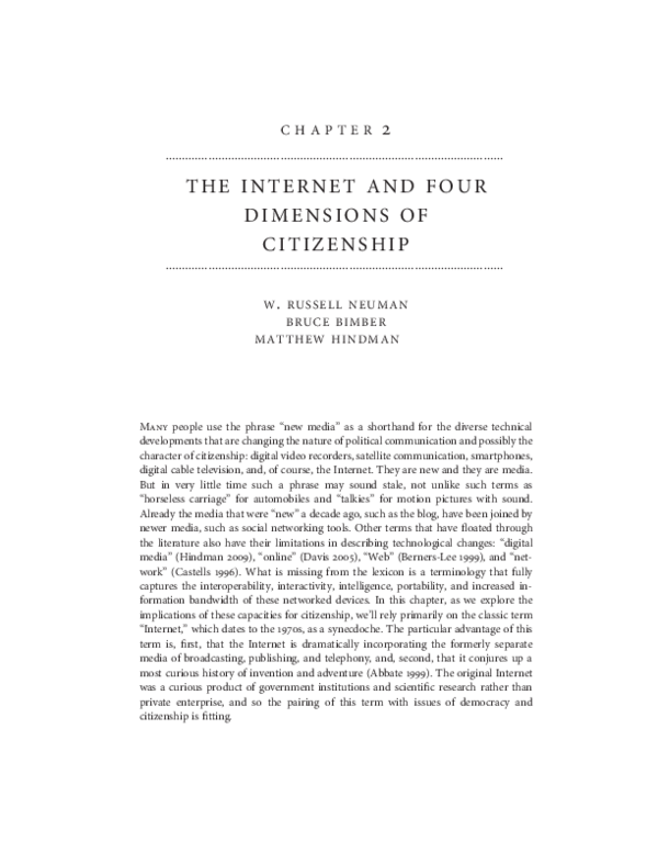 (PDF) The Internet and Four Dimensions of Citizenship