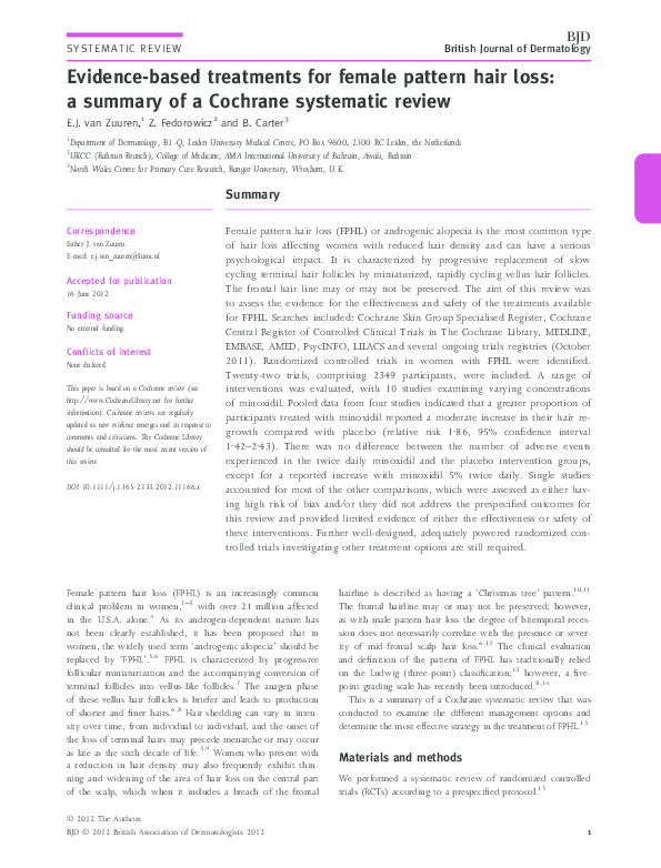 (PDF) Evidence-based treatments for female pattern hair loss: a summary ...