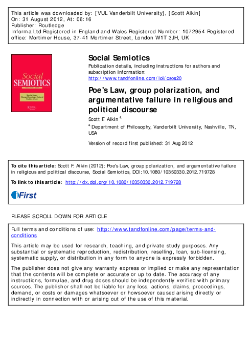 (PDF) Poe's Law, Group Polarization, and Argumentative Failure in ...