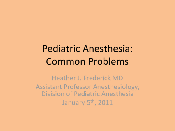(PPT) Common pediatric medical problems and their anesthetic implications