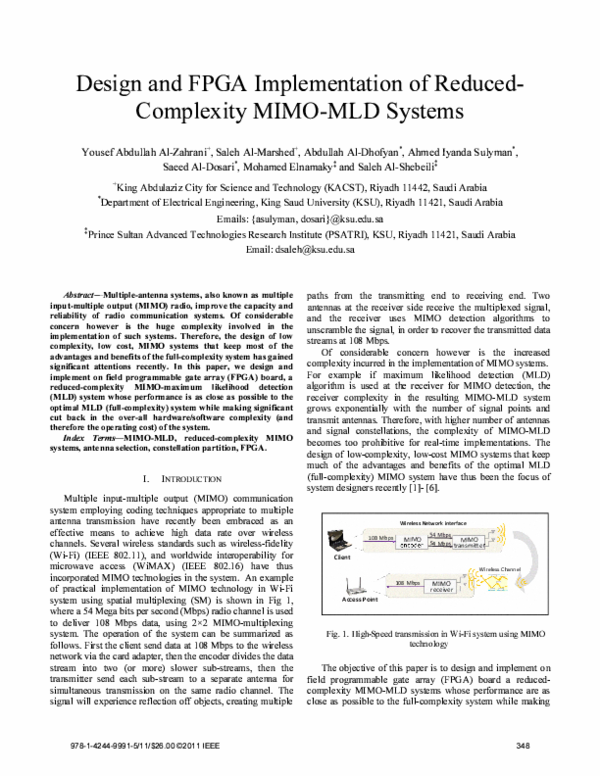 Pdf Design And Fpga Implementation Of Reduced Complexity Mimo Mld Systems