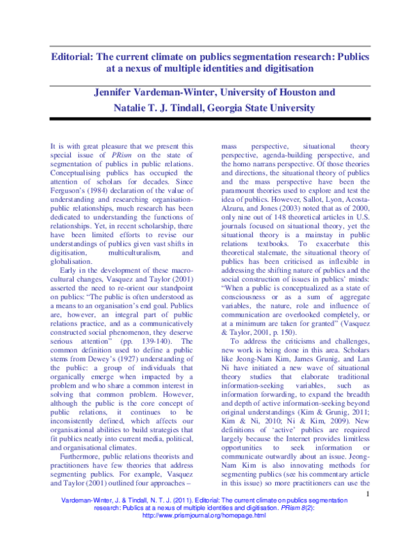 (PDF) Editorial: The current climate on publics segmentation research ...