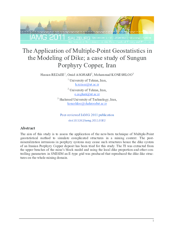 Pdf The Application Of Multiple Point Geostatistics In The Modeling