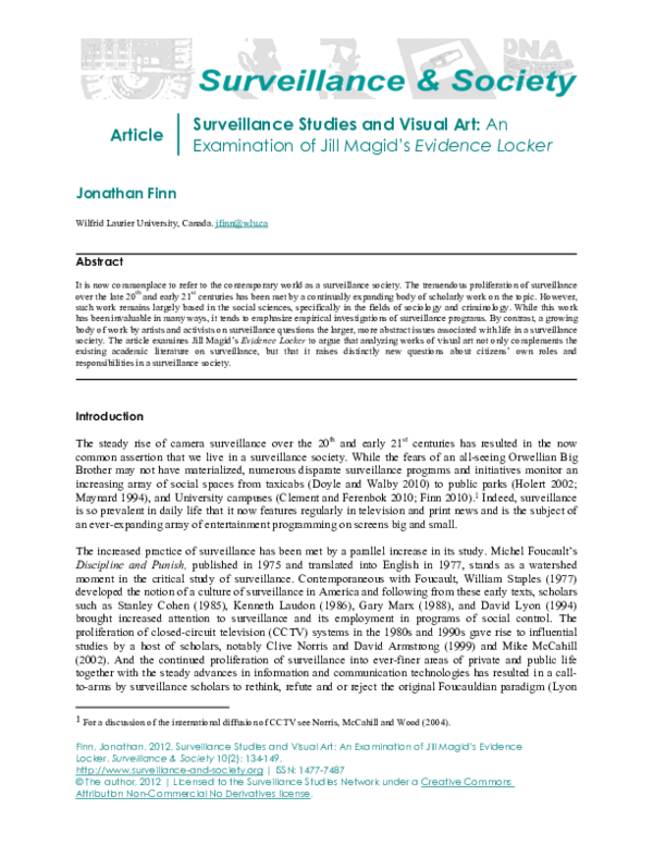 (PDF) Surveillance Studies and Visual Art: An Examination of Jill Magid ...