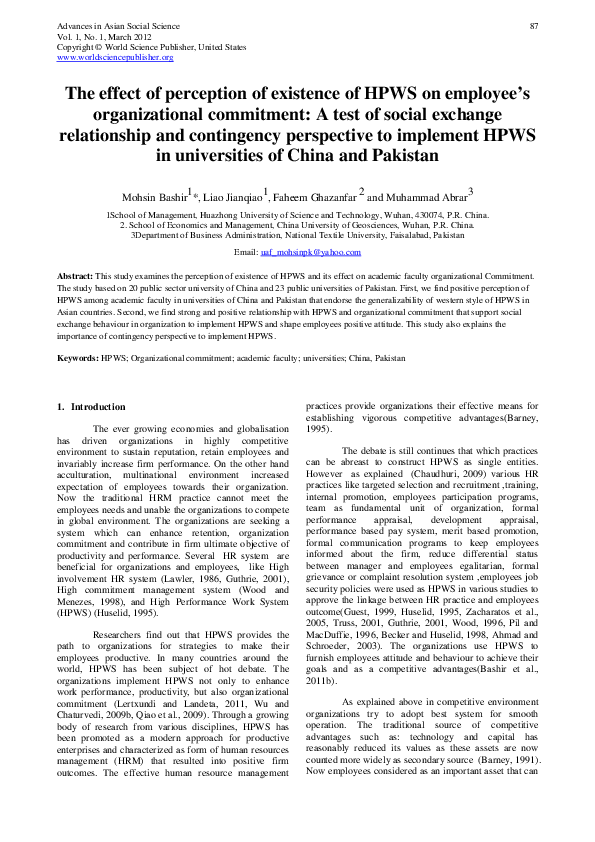 (PDF) … existence of HPWS on employee's organizational commitment: A ...