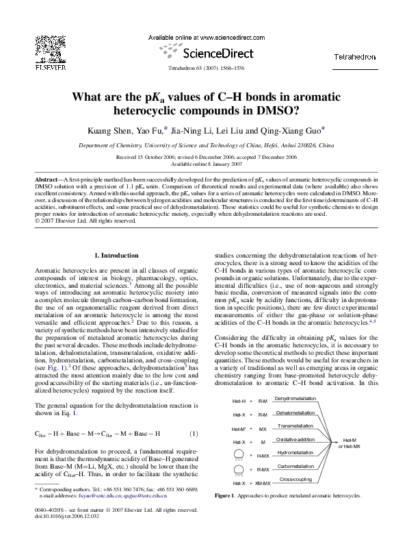 (PDF) What are the pKa values of C-H bonds in aromatic heterocyclic ...